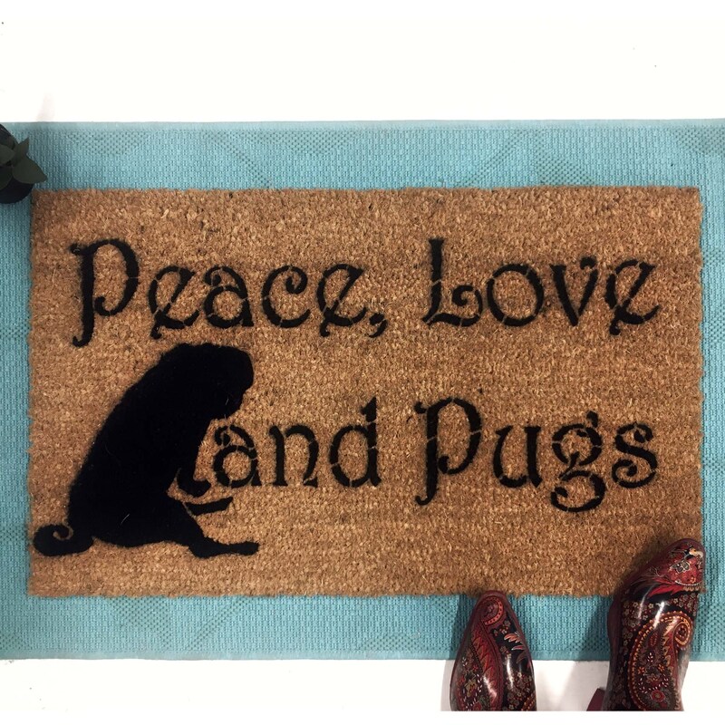 Pug Welcome Mat - Etsy