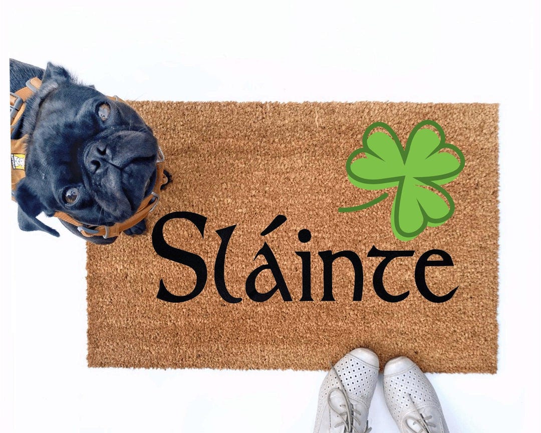 Irish Sláinte Doormat, Shamrock Welcome Mat (coir OR All-weather ...