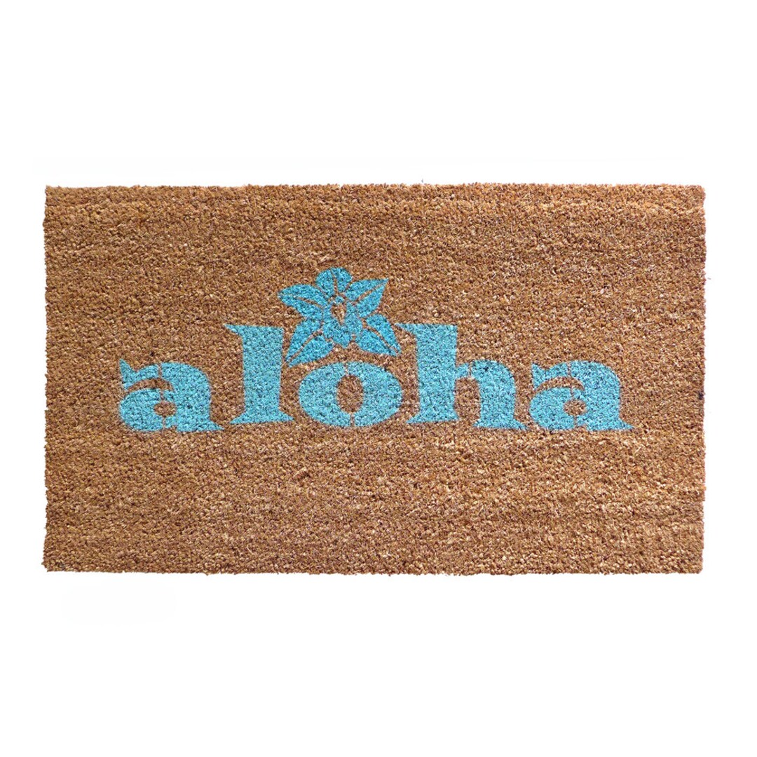 Aloha Cute Doormat Aqua Tiki Yoga Mat Funny Doormat Orchid Welcome Mat ...