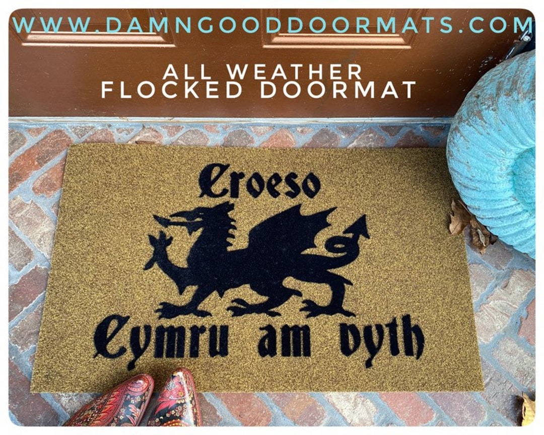 Welsh Welcome Croeso, Cymru Am Byth Dragon Doormat Knot Doormatt New ...