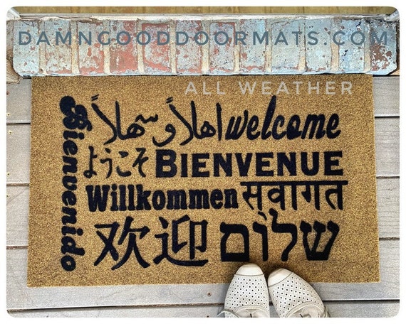 ALL Languages Welcome Mat Retirement Gift French German Arabic - Etsy