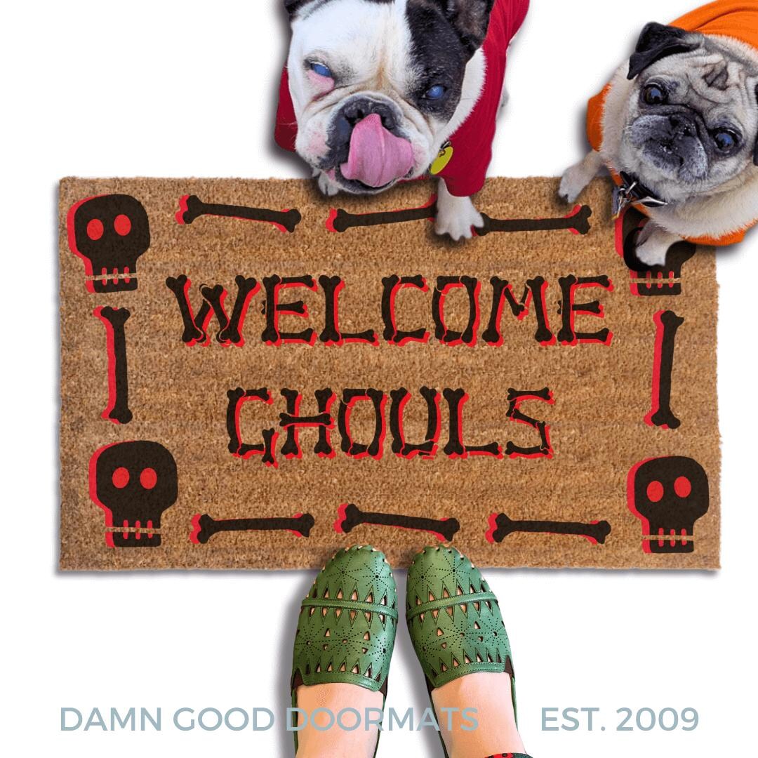 Welcome Ghouls Halloween RED Welcome Mat | Gothic Home Decor | Horror ...