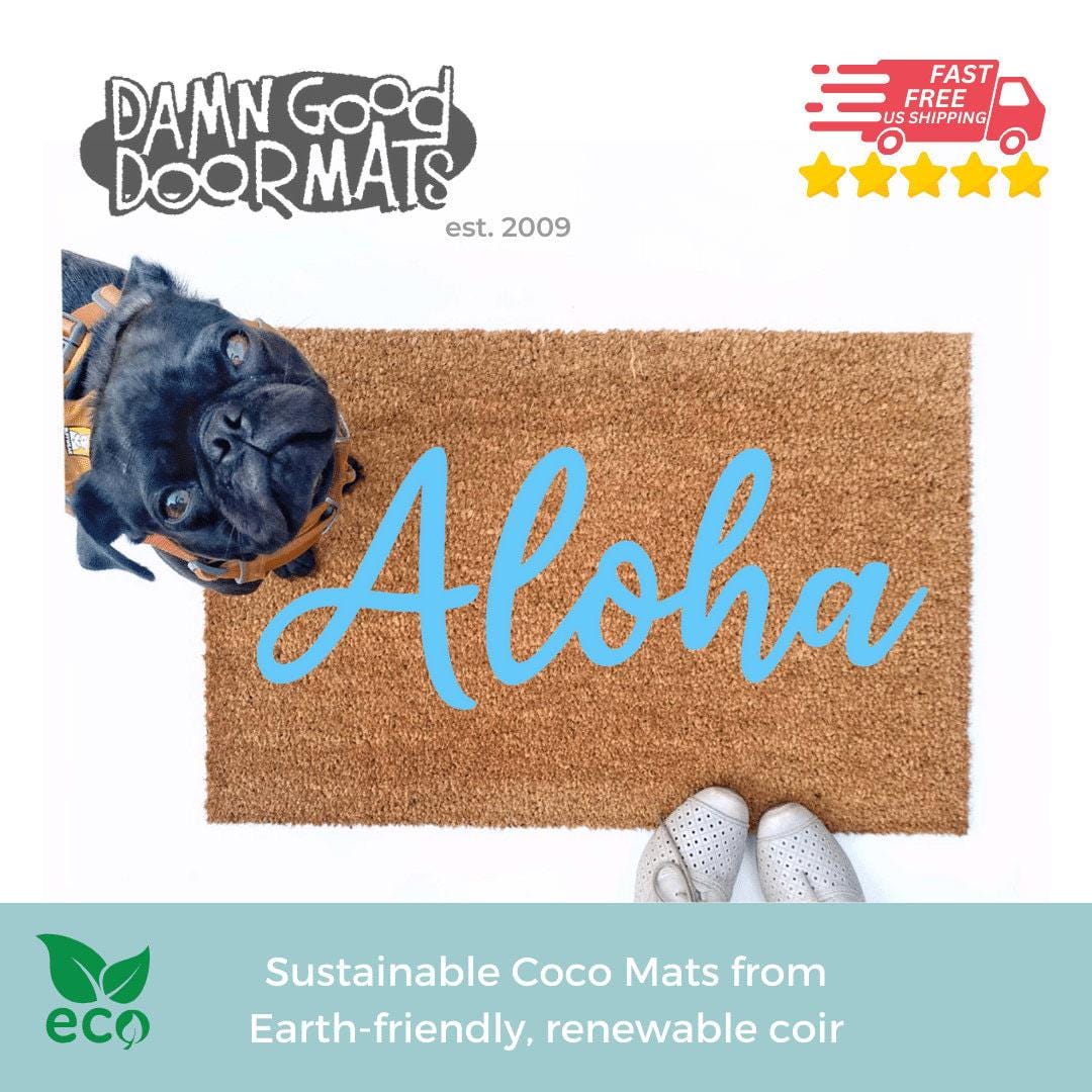 Aloha Cursive Cute Doormat Tiki Yoga Mat Funny Doormat Orchid Welcome ...