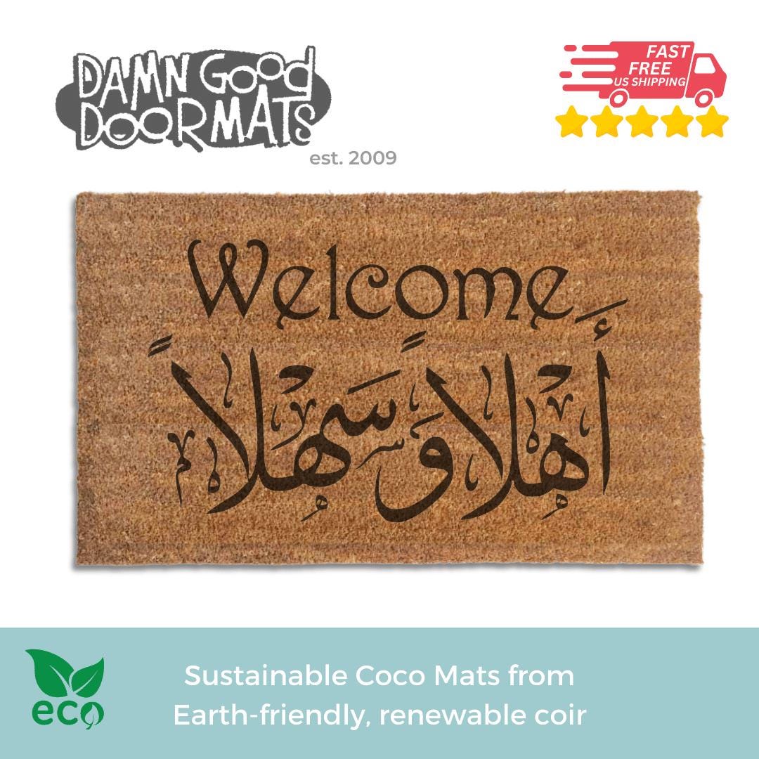 Ahlan Wa Sahlan Arabic English Welcome Mat | Eid Al Adha Outdoor Decor ...