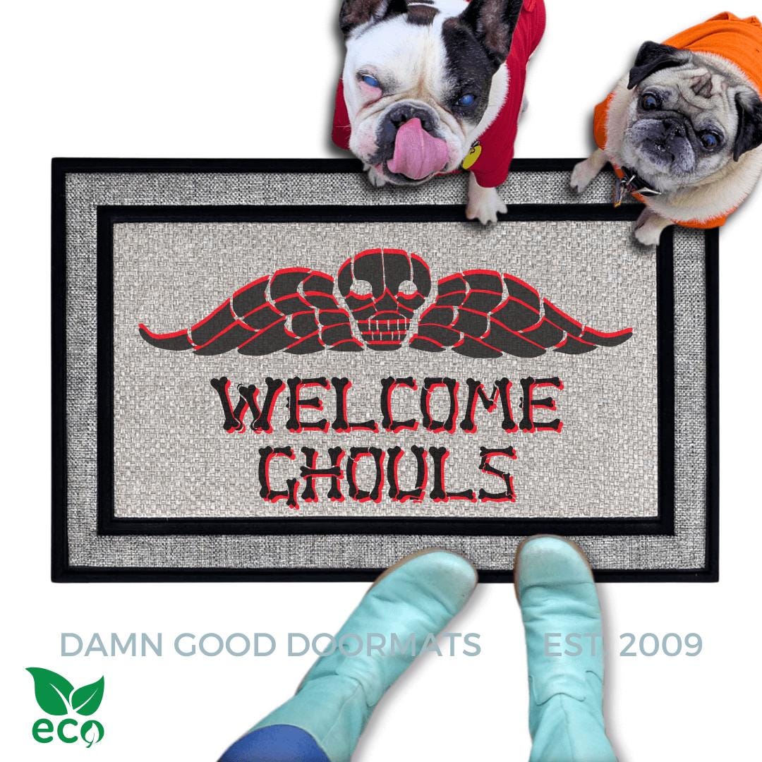 Spooky RED Welcome Ghouls Halloween Welcome Mat | Gothic Home Decor ...