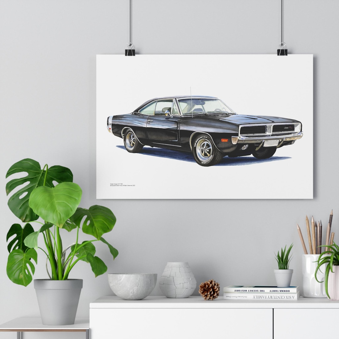 Classic Car Poster American Muscle Dodge Charger Home Office Decor Gift ...
