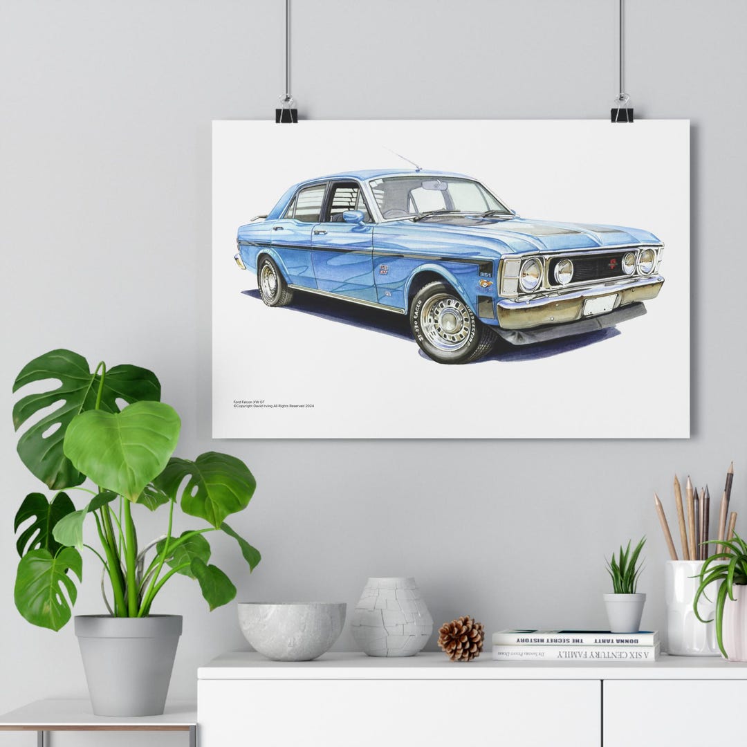 Classic Muscle Ford Falcon XW GT Giclée Art Print, Man Cave Wall Decor ...
