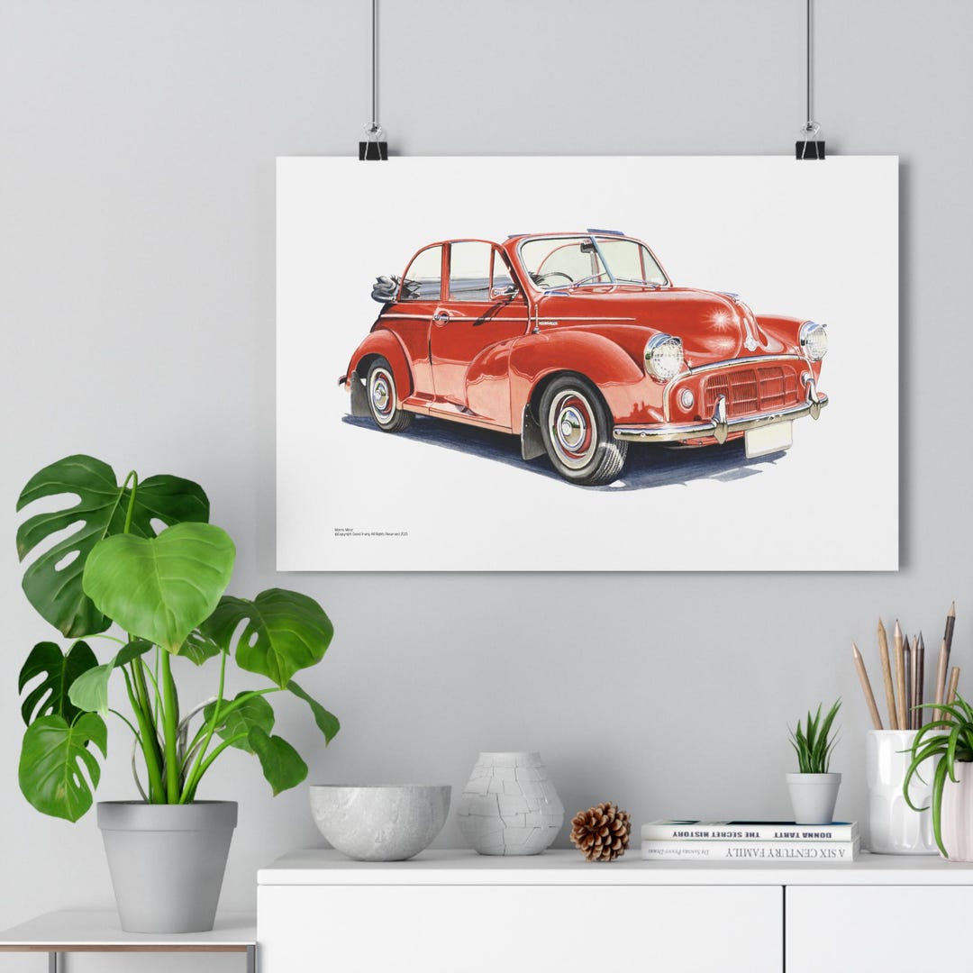 Classic Car Poster Morris Minor Home Office Decor Gift, Wall Art ...