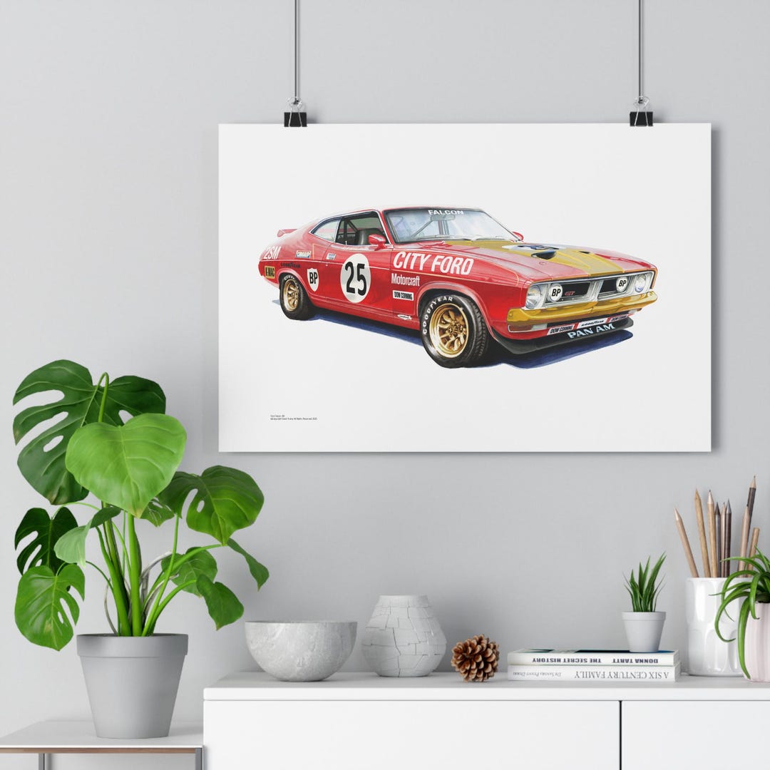 Classic Car Poster Ford Falcon XB Allan Moffat Race Home Office Decor ...