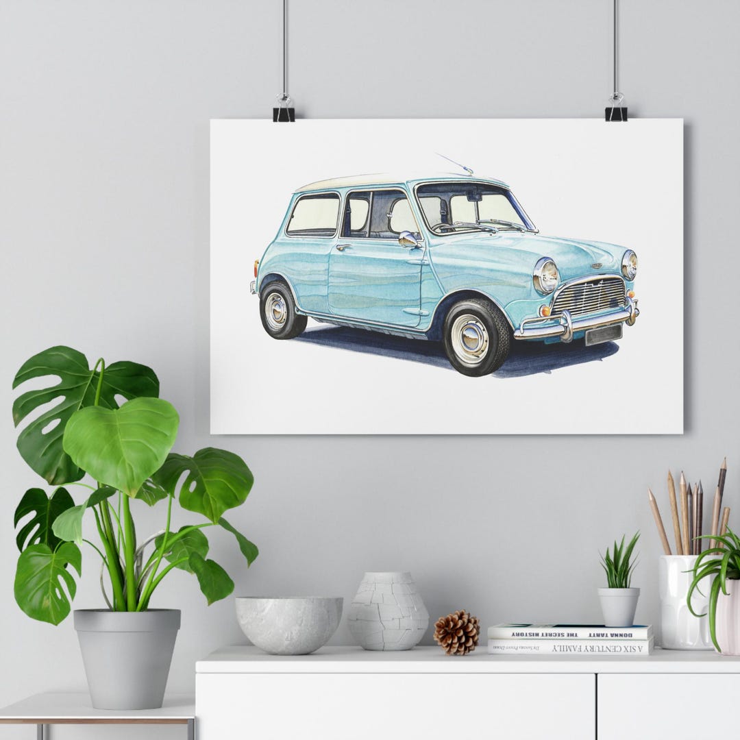 Classic Car Poster British Mini Mk1 Home Office Decor Gift, Wall Art ...