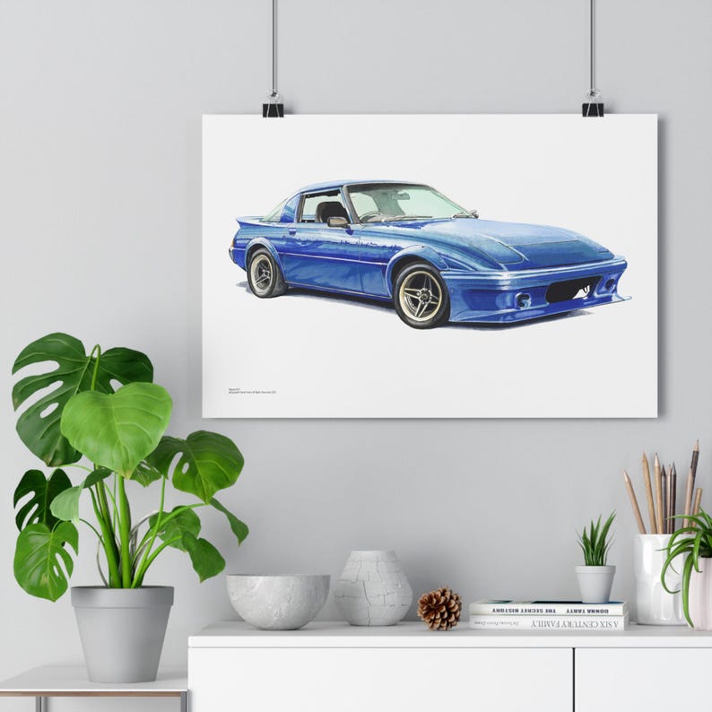 Classic Car Poster Mazda RX7 Home Office Decor Gift, Wall Art Painting ...