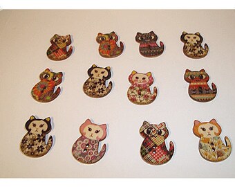 Cat buttons | Etsy