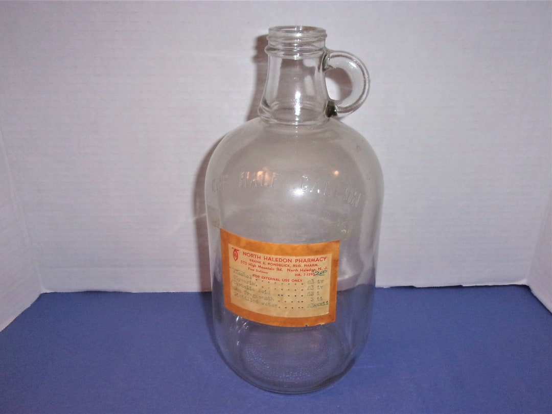 Large Glass Jug With Round Handle & Screw-on (no Cap*)/ Vintage ...