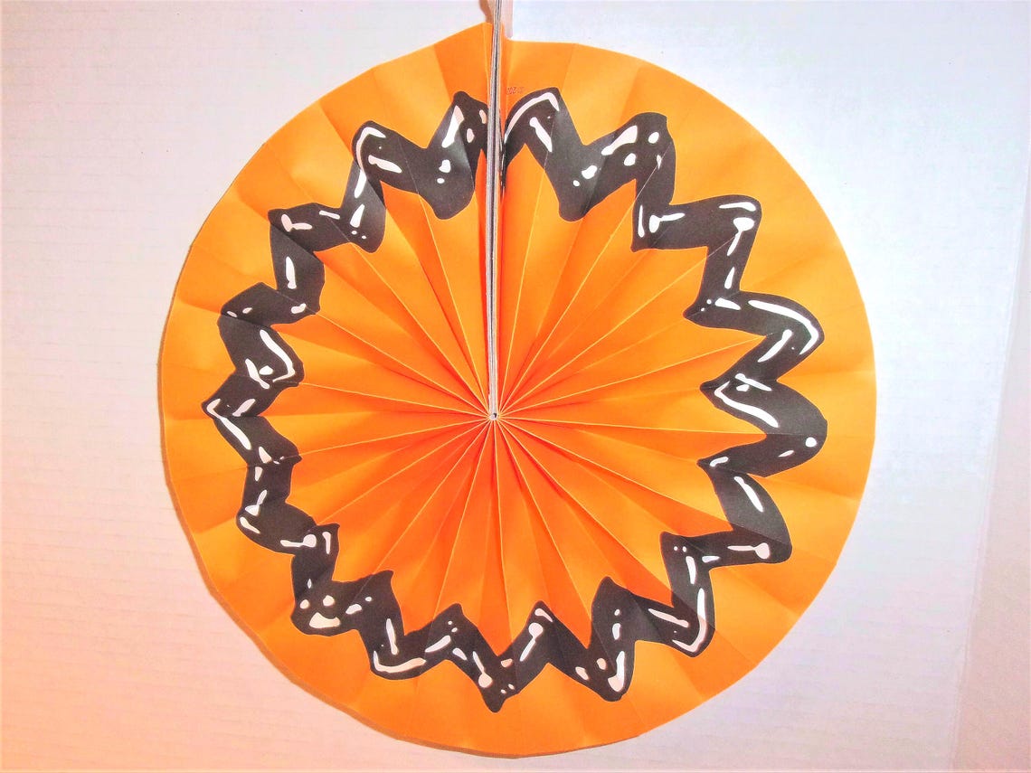 Halloween Paper Hanging Round Fan/ Set of 4//12" Wide/ Bone Design ...