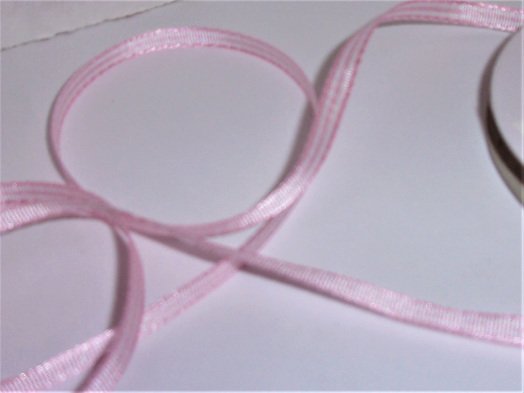 Thin Light Pink Gingham Ribbon / Polyester/assorted Yardage*/ Craft ...