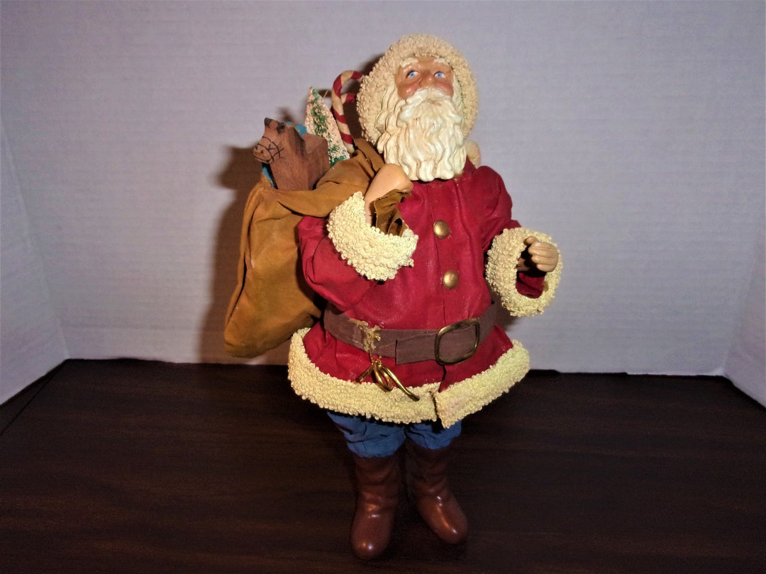Santa Doll With Bag of Toys/resin/ 10" Tall /holiday Decor/ Supplies ...