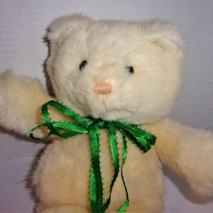 Ivory Color Bear/ Embroidered Nose/mouth & Green Bow/home Decor ...
