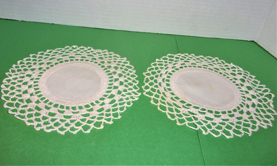 Vintage Lace Trim Round Doily/set of 2/ Light Beige/#0001// Home Decor ...
