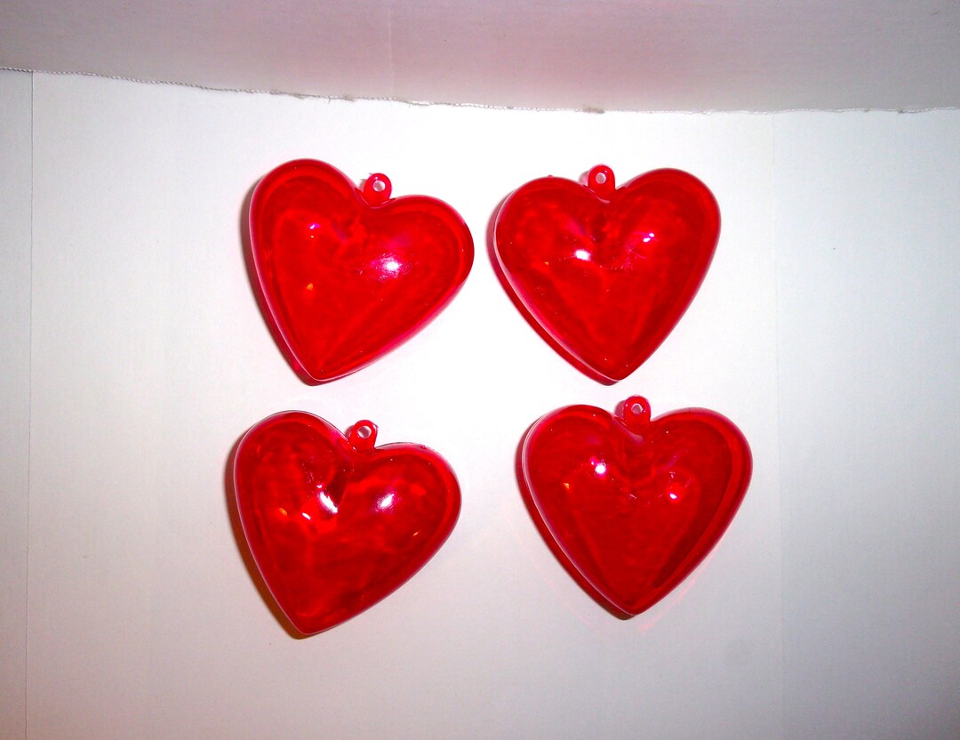 Red Plastic Heart Candy Box/ornament, Set of 4 OR Set of 6 / Holiday ...