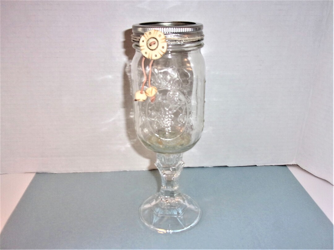 Ball Mason Jar W/pedestal/ Clear Glass/ Home Decor/supplies* - Etsy