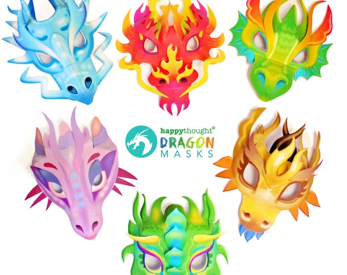 Mythical Creatures Printable Coloring Masks, Dragon Mask, Unicorn ...