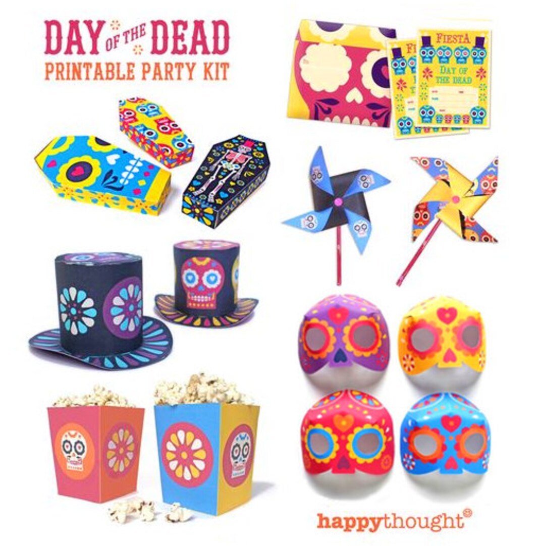 Day of the Dead or Dia De Los Muertos Printable Party Kit. Includes 15 ...