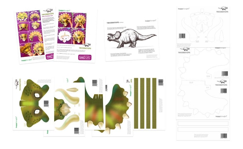 Dinosaur Mask Template DIY No Sew Mask Pattern. Triceratops - Etsy