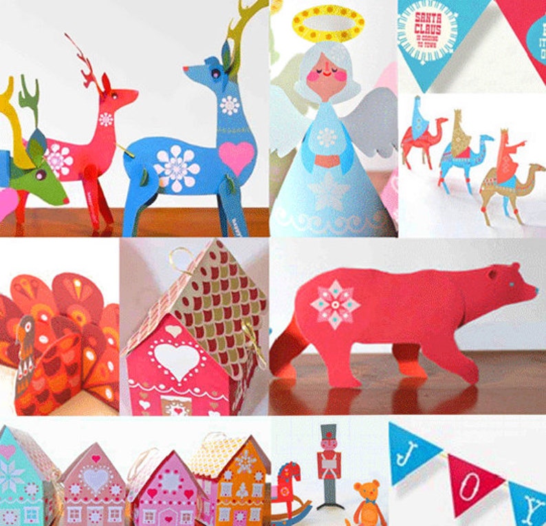 Christmas Printable Bundle: Holiday Decorations & Gift Boxes (digital ...