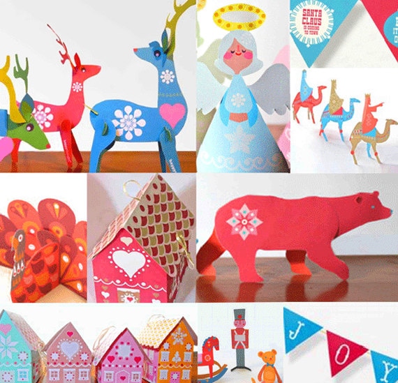 Set of 10 Christmas Printables. Happythought Ornaments - Etsy