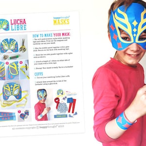 12 Printable Lucha Libre Masks, Full Color + 12 Black and White Masks ...