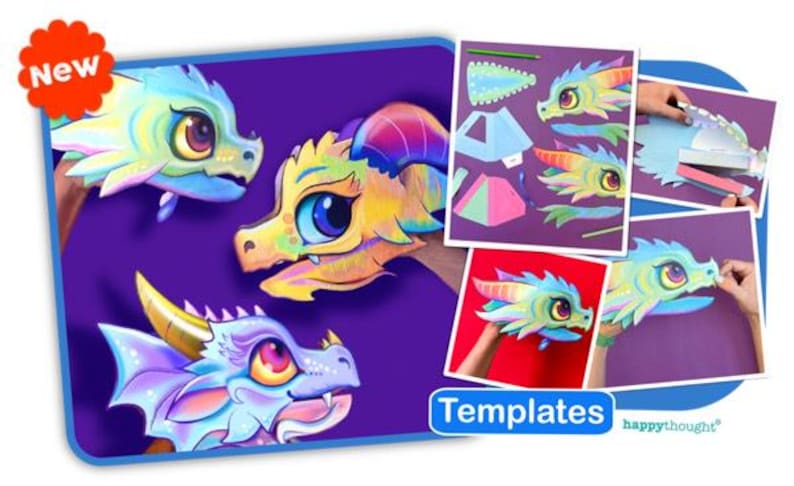 3 Baby Dragon Hand Puppet Templates: DIY Printable Puppets (PDF) - Etsy