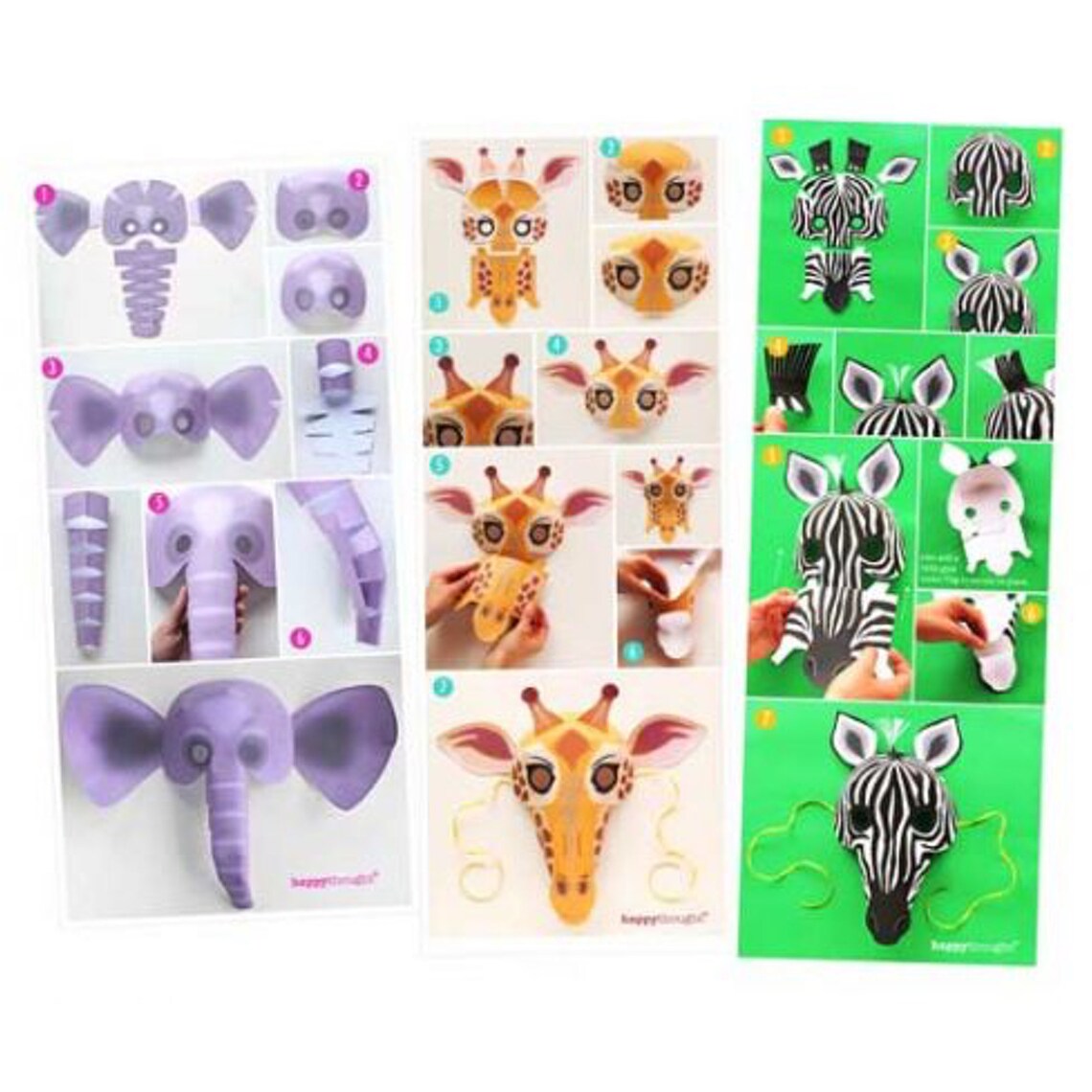 10 Wild Animal Printable Masks: Lion Hippo Elephant Snake | Etsy