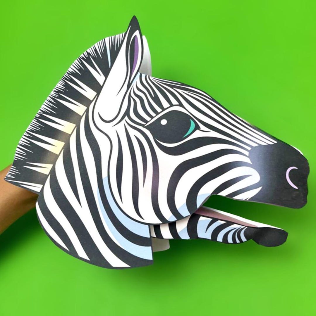 DIY Zebra Hand Puppet Craft Template: Printable Activity (PDF) - Etsy