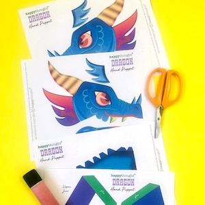 3 DIY Dragon Hand Puppet Craft Templates (PDF Download) - Etsy