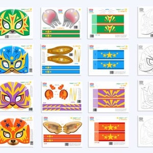 4 Printable Animal Lucha Libre Mask Templates. Chihuahua, Rabbit, Tiger ...