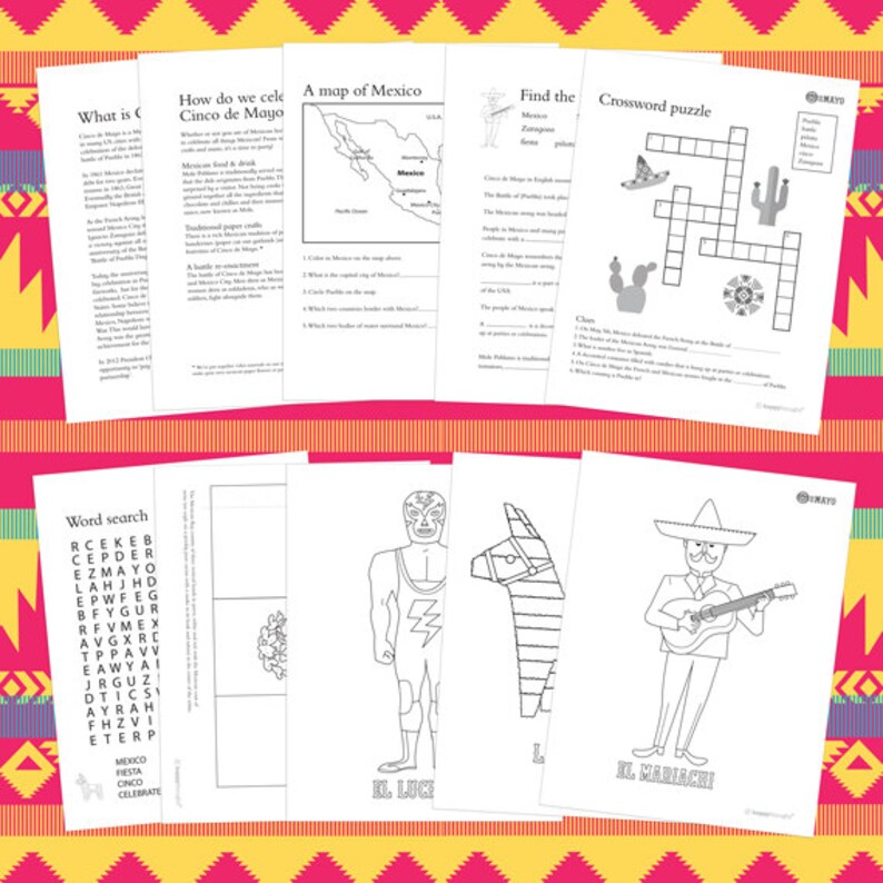 Mexico's Cinco De Mayo Worksheets in Spanish and English. - Etsy