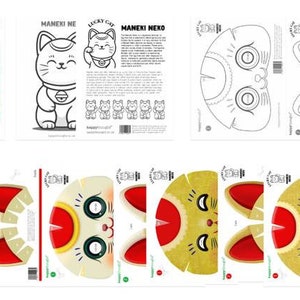 4 DIY Lucky Cat Mask Templates: Printable Paper Mask (PDF Pattern) - Etsy