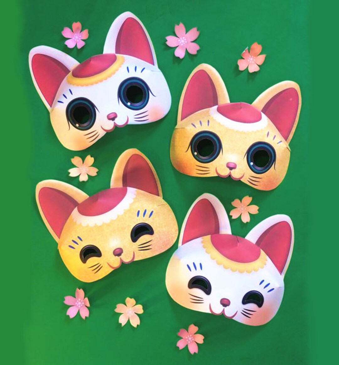 Lucky Cat Mask Template No Sew Mask Pattern Easy To Make Diy Lucky