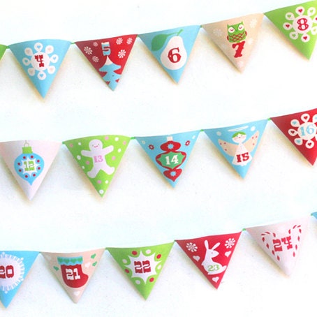 Printable Christmas Advent Calendar garland . Fun DIY pocket | Etsy