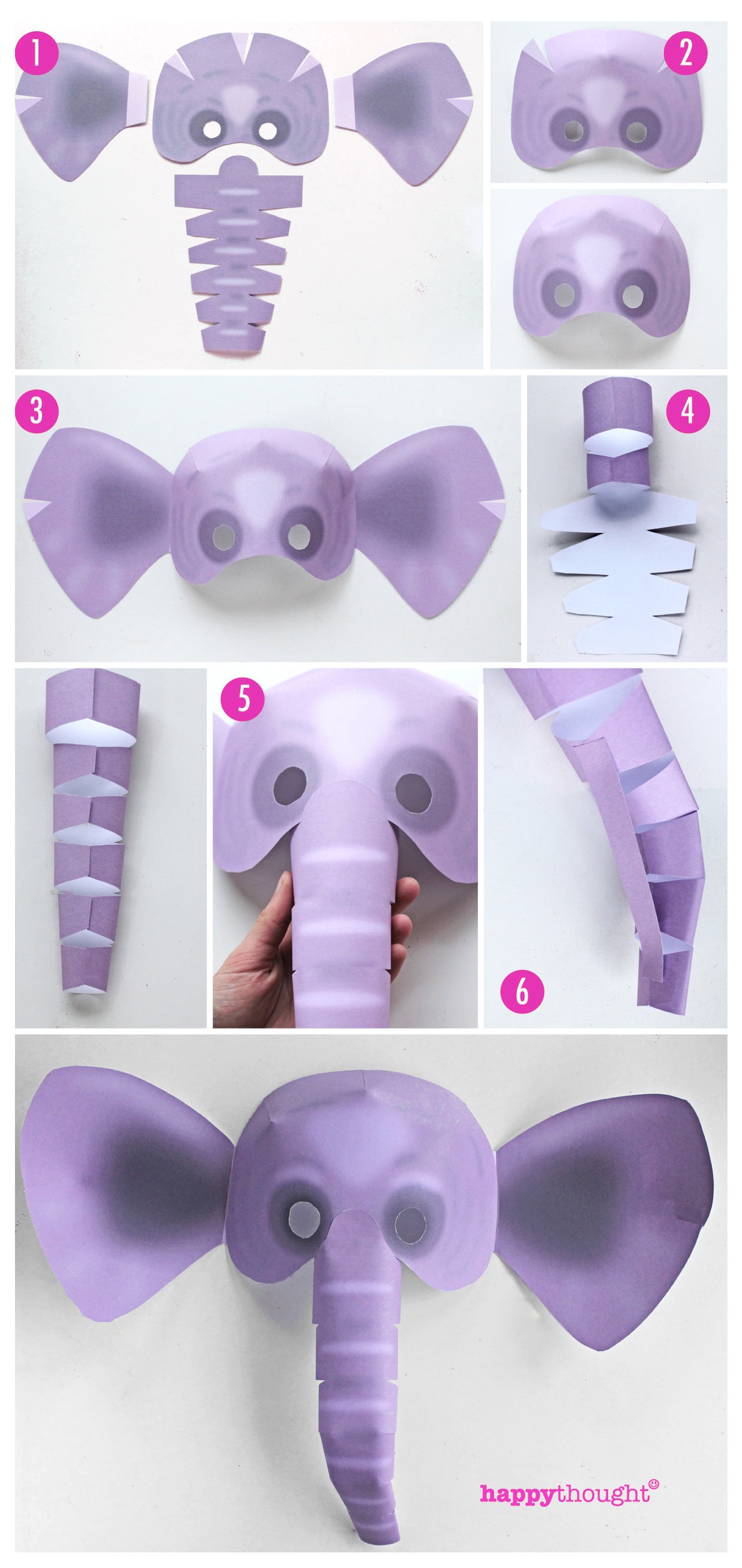 Elephant Mask Template DIY No Sew Mask Pattern. Instantly - Etsy