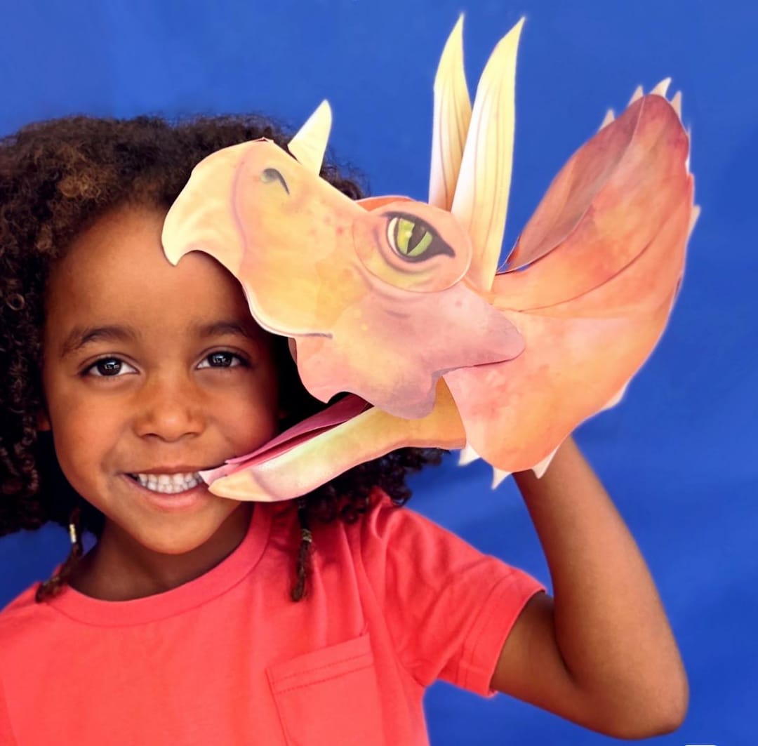 Dinosaur Puppet Template. DIY No Sew Triceratops Dinosaur Puppet ...