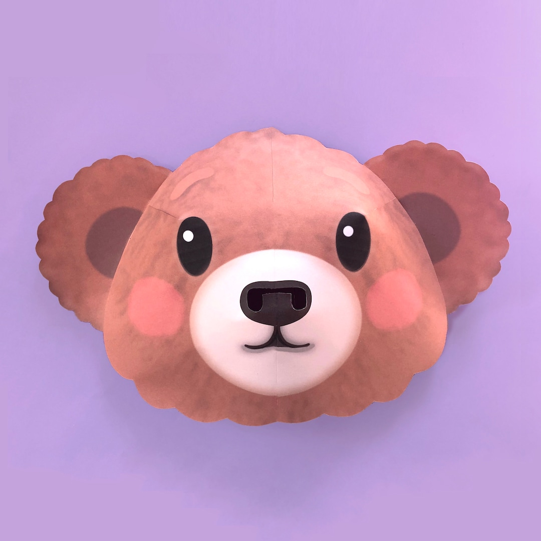 Giant Teddy Bear Mask Template DIY No Sew Mask Pattern. Instantly Make ...