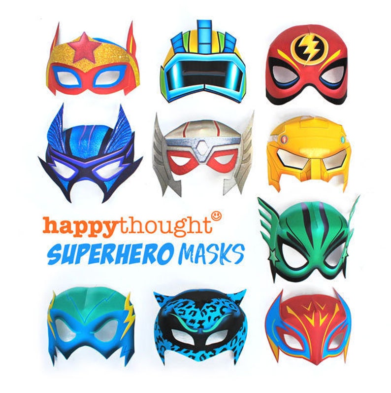 10 Printable Superhero Masks: DIY Costume Templates (PDF) - Etsy