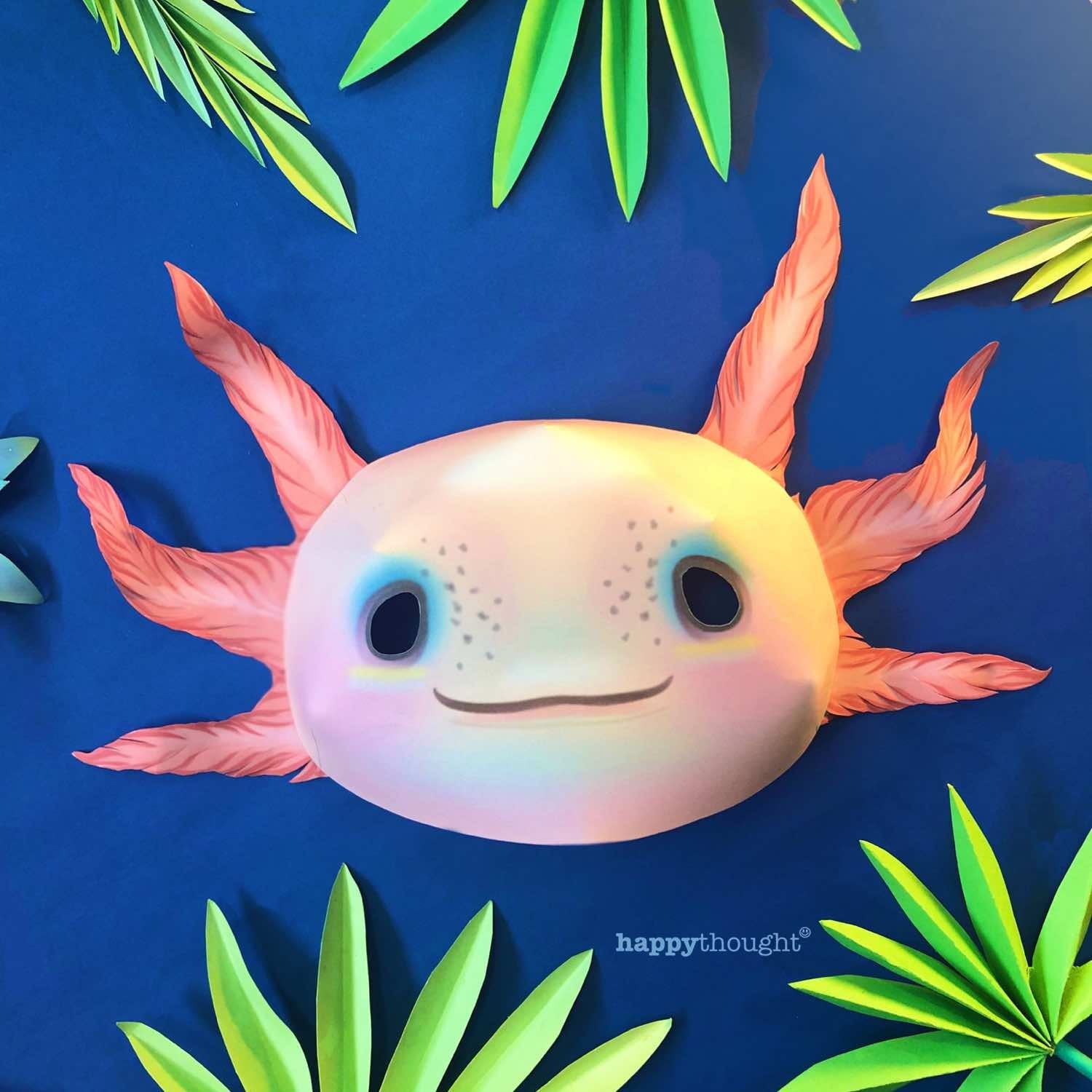 Axolotl Mask Template DIY No Sew Mask Pattern to Wear. - Etsy Australia
