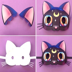 Anime Cat Mask Template, No Sew Mask Pattern. Easy to Make DIY Anime ...