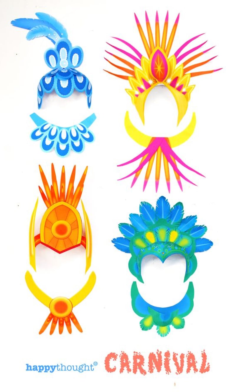 Printable Carnival Headpiece Templates – DIY Costume Masks (PDF) - Etsy