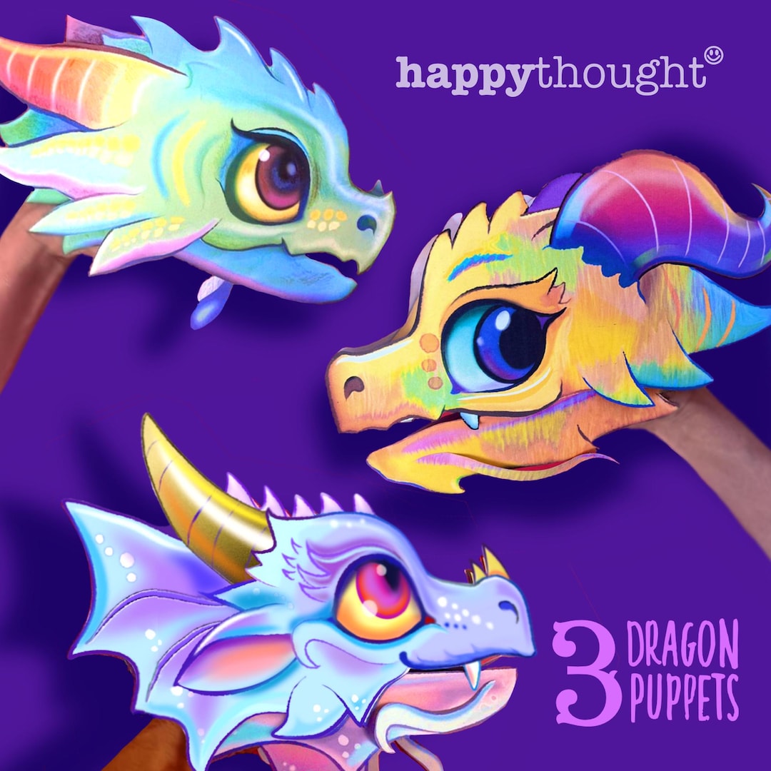 3 Baby Dragon Hand Puppet Templates: DIY Printable Puppets (PDF) - Etsy