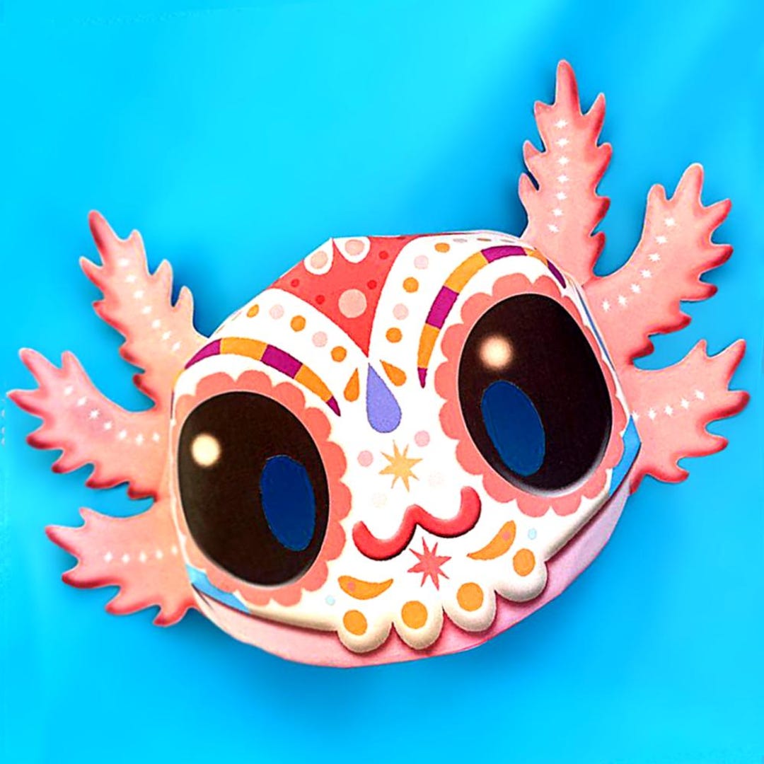 Printable Axolotl Calavera Mask Template to Print & Make for Day of the ...