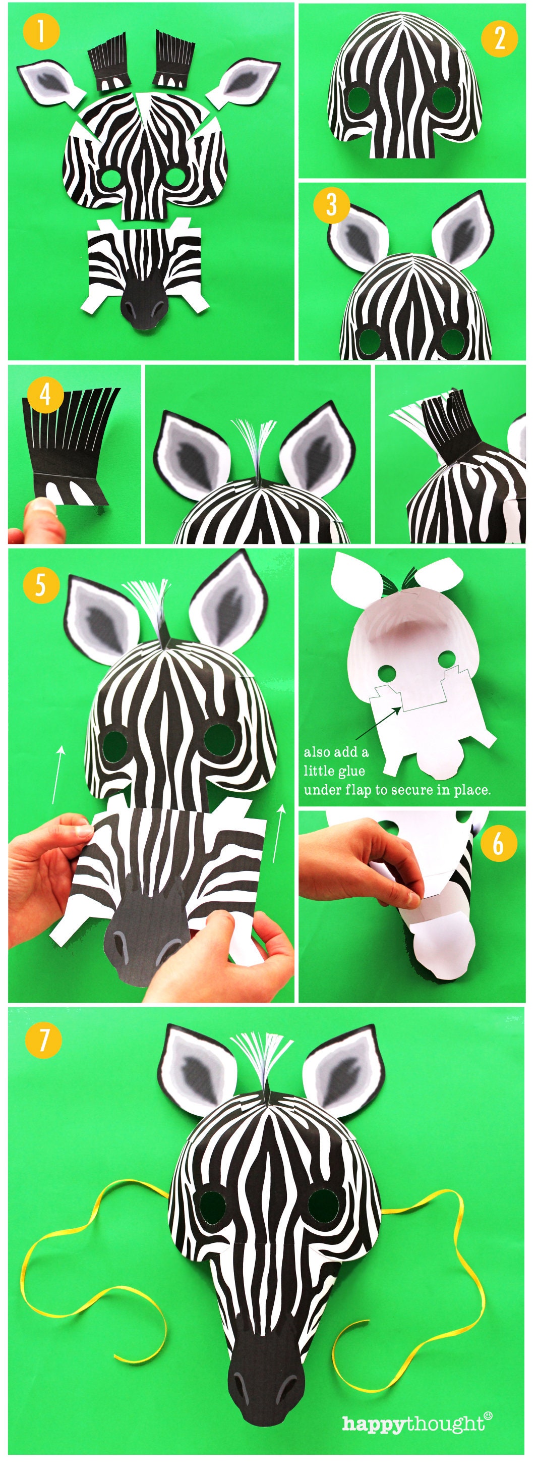 Plantilla de máscara de cebra DIY: Máscara de animal imprimible (patrón ...