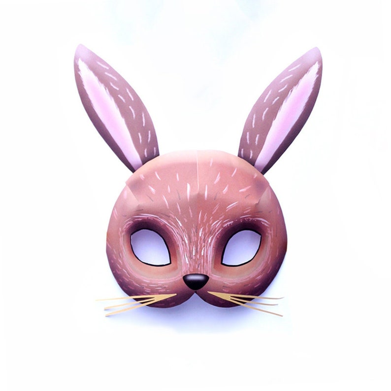 Brown Rabbit Mask Template DIY No Sew Mask Pattern. Instantly - Etsy